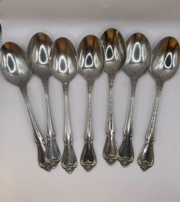 7 Oneida USA ARBOR ROSE/TRUE ROSE Table Spoon Soup Spoon Stainless ...