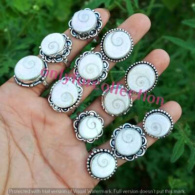 Shiva Eye Shell Gemstone 925 Sterling Silver Plated 50 Pcs Rings Lot ...