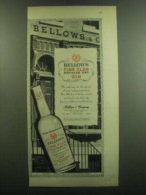 1948 Bellows Fine Club Distilled Dry Gin Ad | eBay