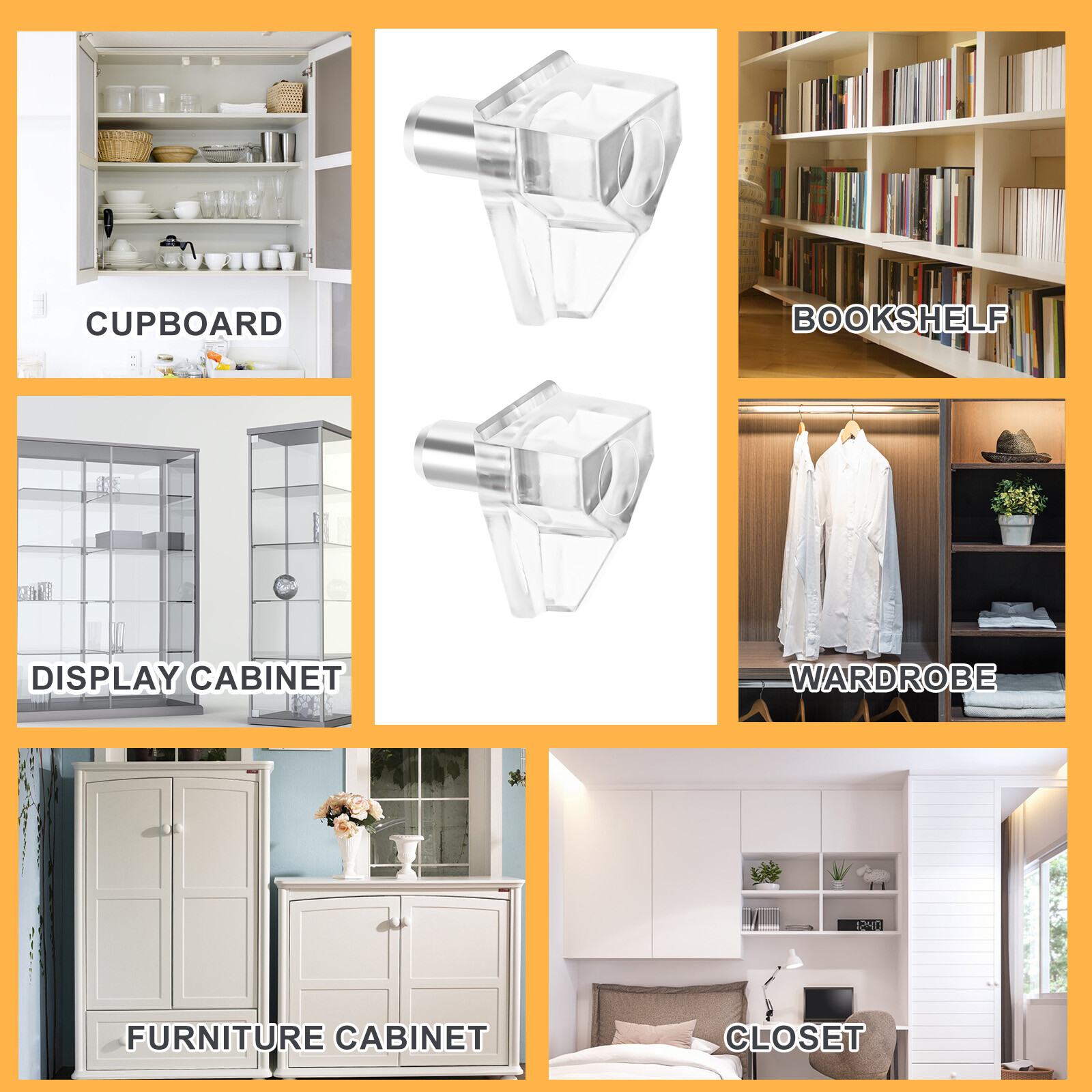 112Pcs Transparent Shelf Support Pin Set 3mm 5mm Clear Cabinet Support ...