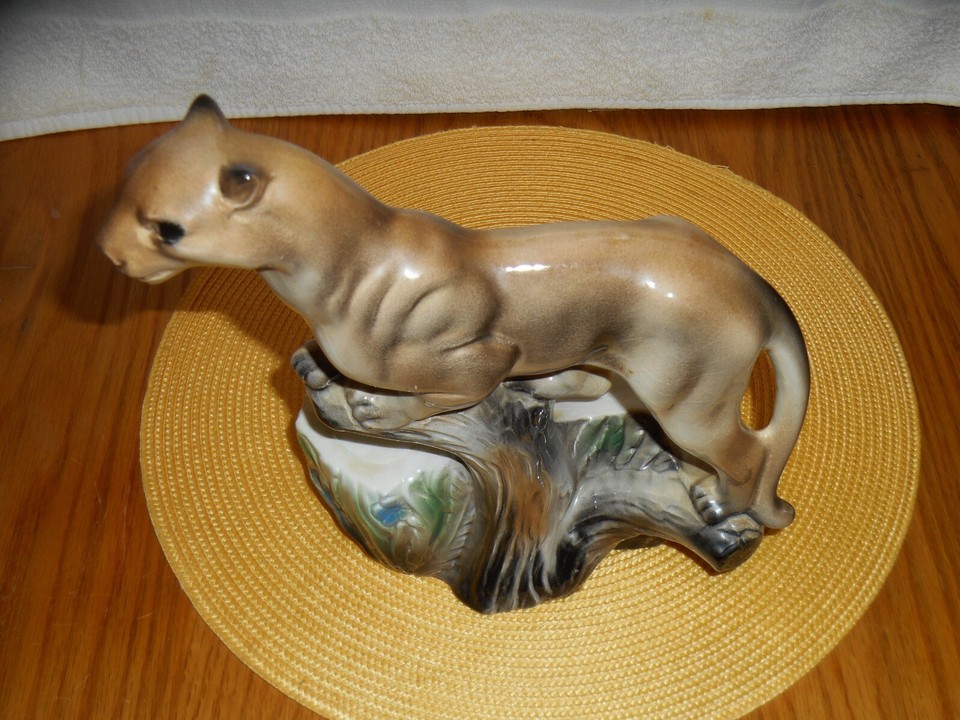 Vintage 1960 Lane & Co Van Nuys California Art Pottery Puma Cougar Cat ...