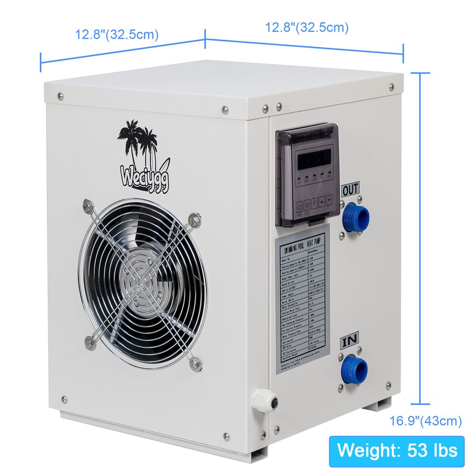 Mini Pool Heat Pump 12000 BTU for Above Ground Pools 3.5 kW Swimming ...