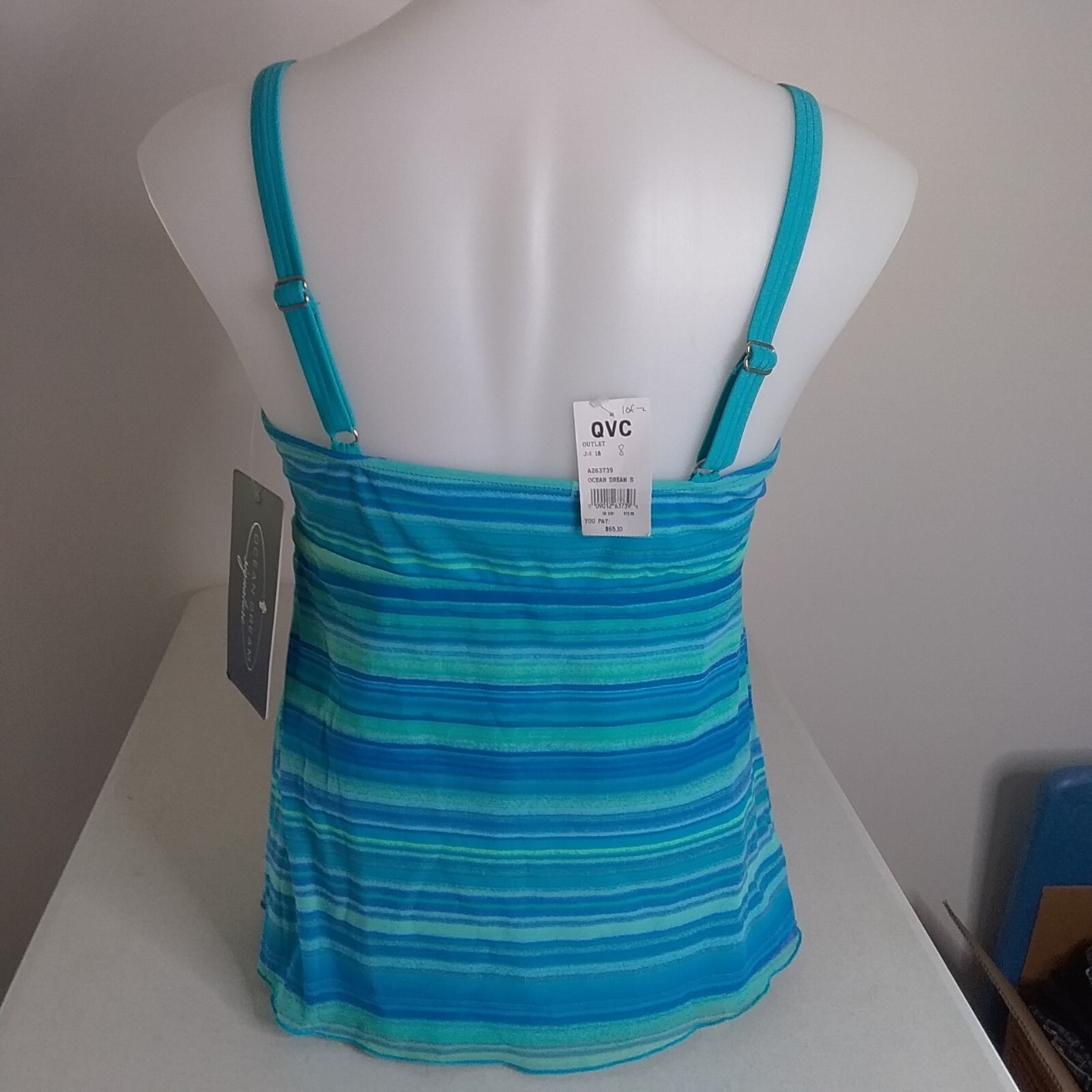 Ocean Dream Signature NWT Women's Tankini Swim Top 8 Built In Shelf Bra ...