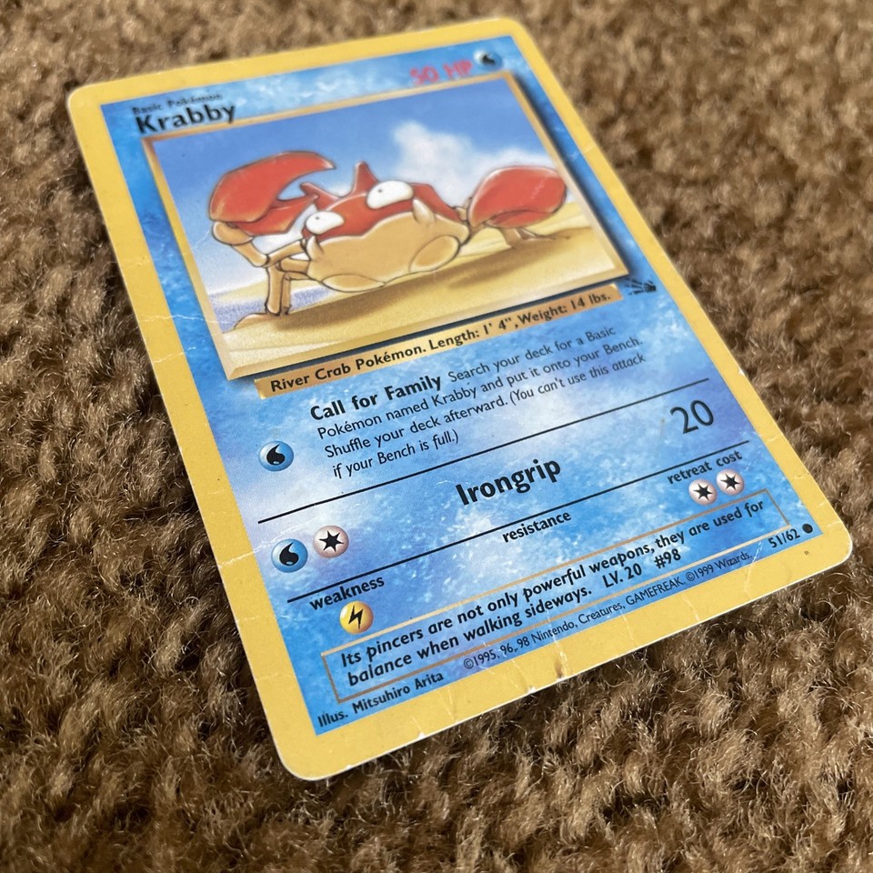 Krabby 51/62 Fossil Slash Symbol Error Rare Misprint Pokemon Card | eBay