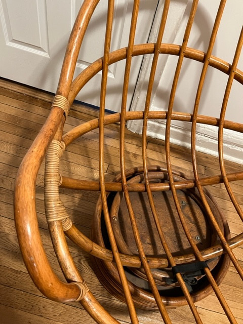 Very Good Cond. Vintage Rattan Bamboo Rocking Chair w/ Swivel & 360 ...