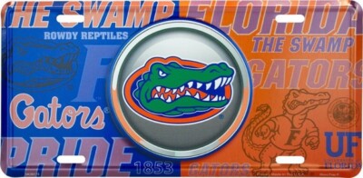 FLORIDA STATE GATORS THE SWAMP BULLSEYE EMBOSSED METAL NOVELTY LICENSE ...
