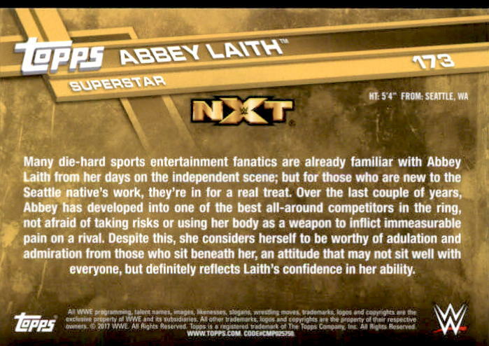 Abbey Laith 2017 Topps WWE Then Now Forever NXT Prospect Card #173 | eBay