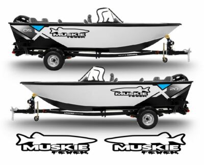 Muskie Fever Decals Stickers Left & Right fish rod boat lure turbo ...