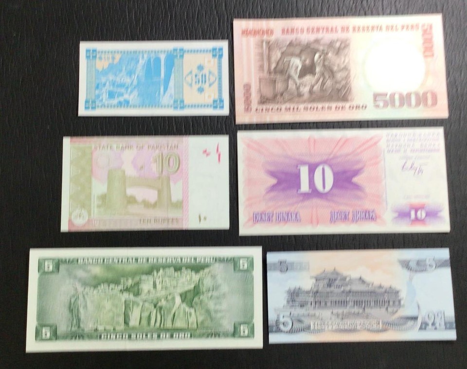 Vintage World Paper Money Currencies! GEM Uncirculated Set of 6 ...