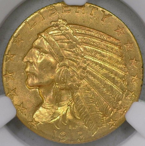 1913 $5 Gold Indian Head Coin NGC Graded MS 62 Uncirculated Certified ...
