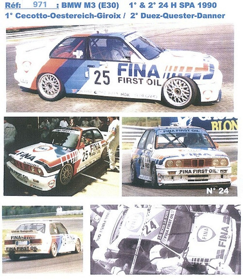BMW M3 Schnitzer 24H Spa 1990 Fina #24 Danner #25 Cecotto Giroix 1:43 ...