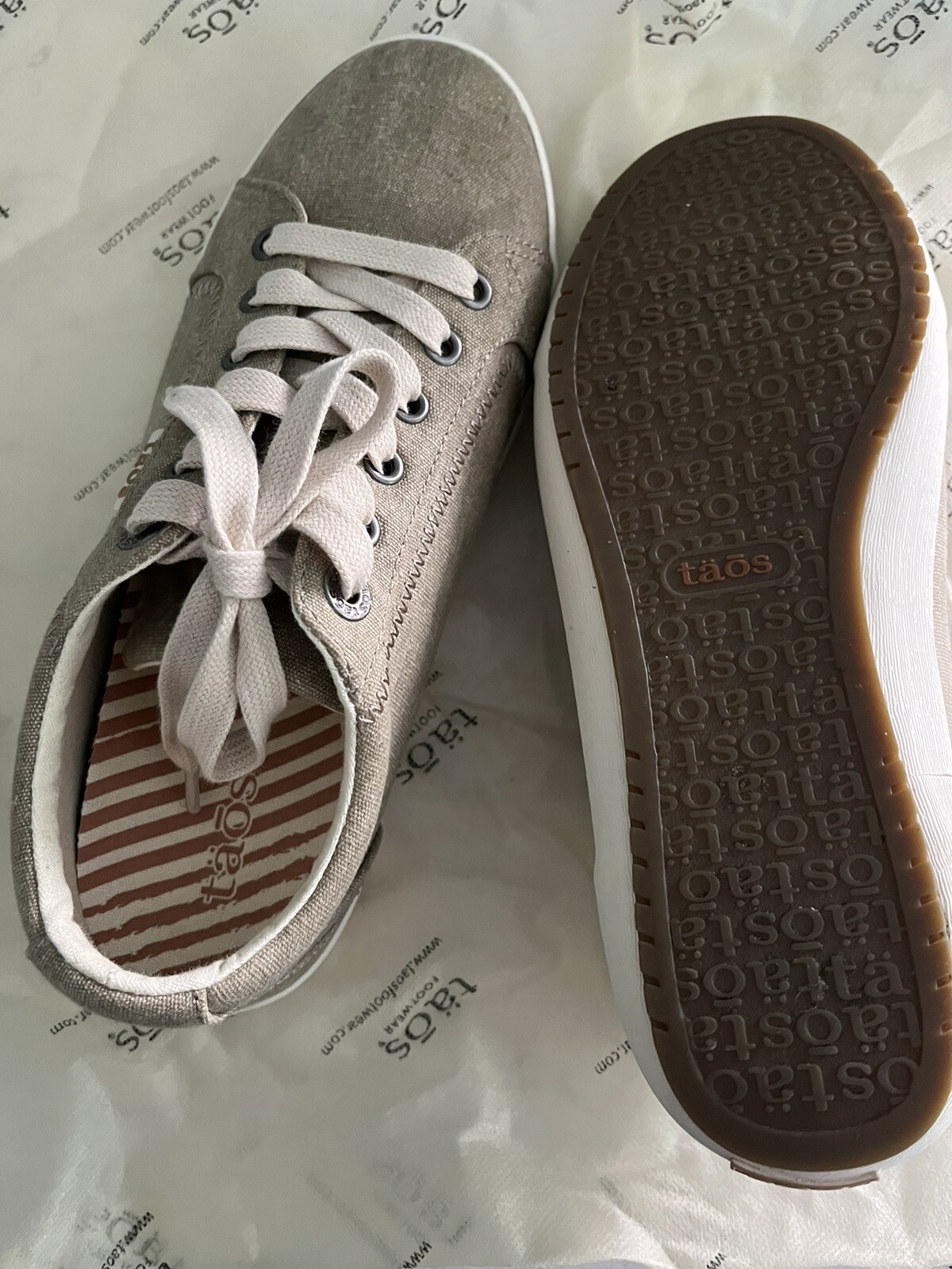 Taos Canvas Shoes Size 8w Tan - Worn Once | eBay