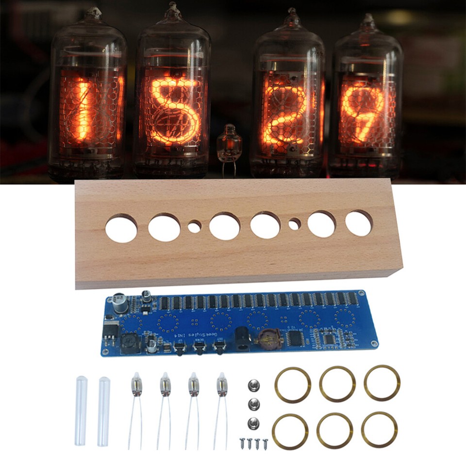 IN14 Nixie Tube Clock Assembly Kit Beech Wood Shell Multi Color for ...