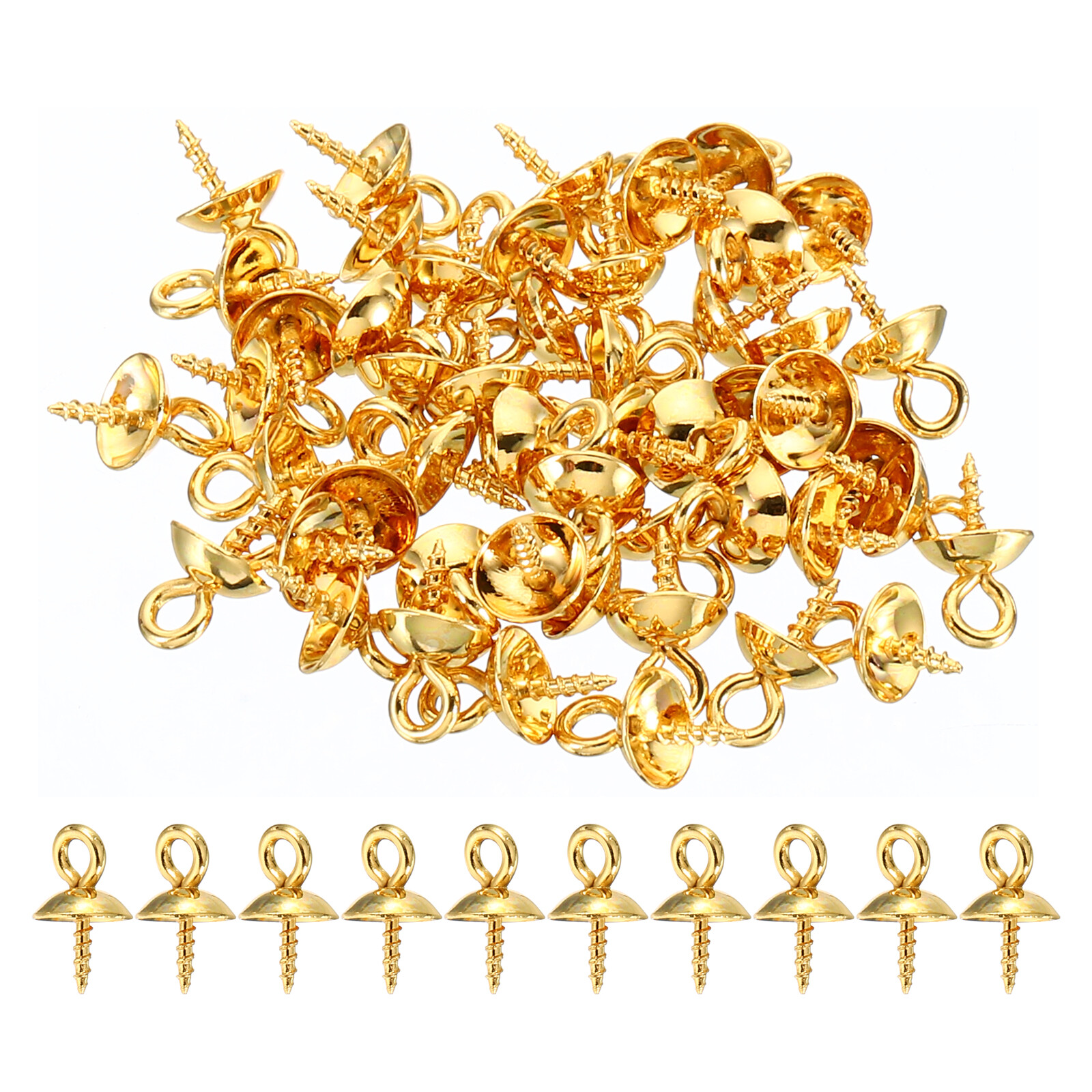 Eye Pin Bail Peg Pendants, 50Pcs 10x6mm Steel Mini Screw Eye Pin, Gold ...