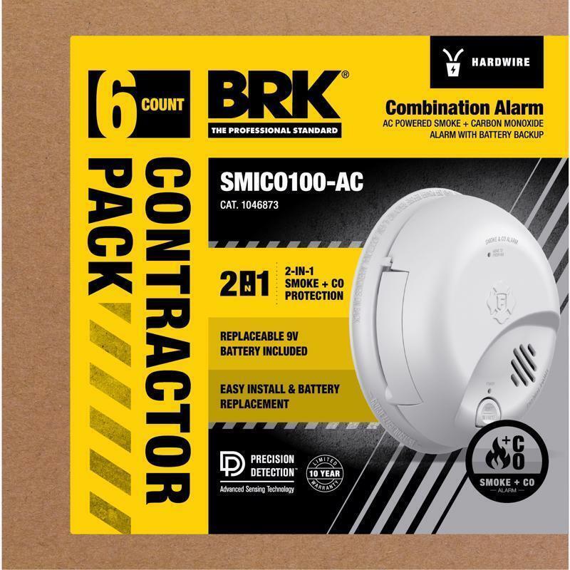 Contractor 6-PACK FIRST ALERT BRK Wired Smoke Carbon Monoxide Alarm ...