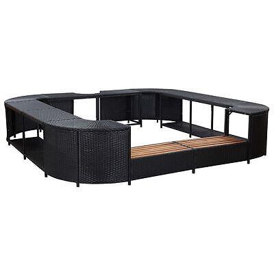 Square Black Poly Rattan Wood Spa Hot Tub Pool Surround Enclosure ...