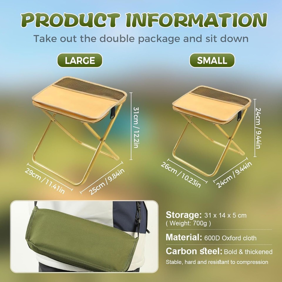 Portable Stool Lightweight Foldable Stool with Bag for Picnic Hiking ...