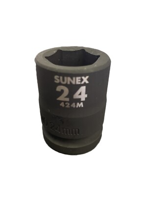 Sunex 424M 24mm 3/4" Drive 6 Point Shallow Impact Socket Metric Tools ...