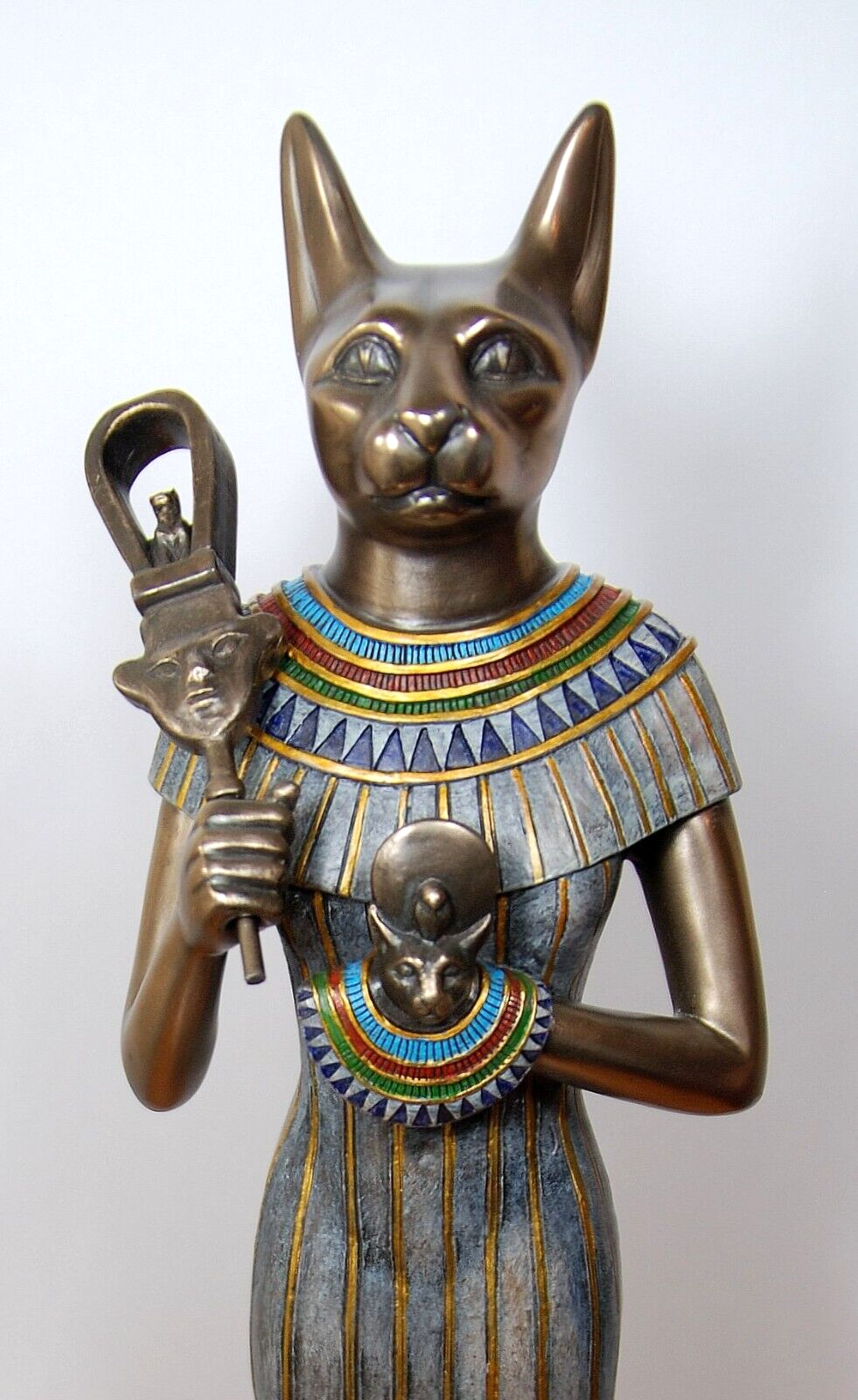 Bastet with Sistrum Large Egyptian Goddess Statue - 15.5 Inches Cold ...