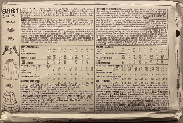 Discontinued 1999 Simplicity Sewing Pattern 8881 Elizabethan Costume ...