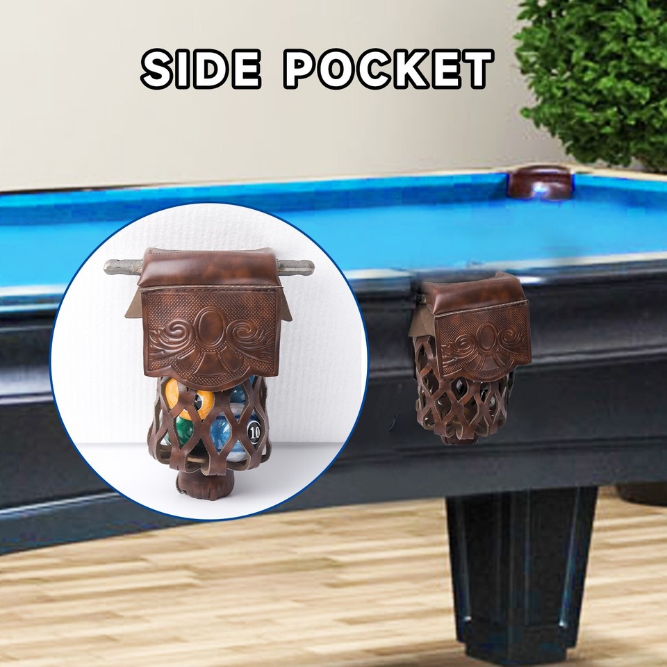 Set of 6 PU Leather Billiard Pool Table Pockets. Replacement Web Drop ...
