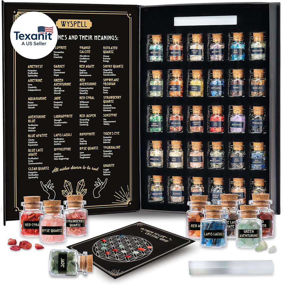 Healing Crystals in Jars 30 PCS - Crystals for Witchcraft - Real Witch ...