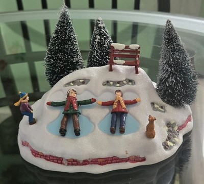 Mr. Christmas SNOW ANGELS Village Decor Children Making Snow Angels ...