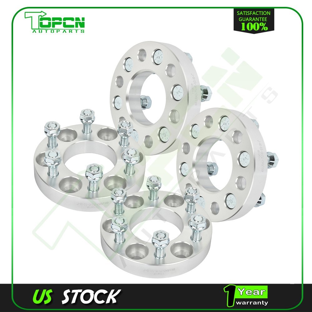 4 silver wheel spacers silver 6x4.5 1/2" studs 1" (25mm) for Dodge ...