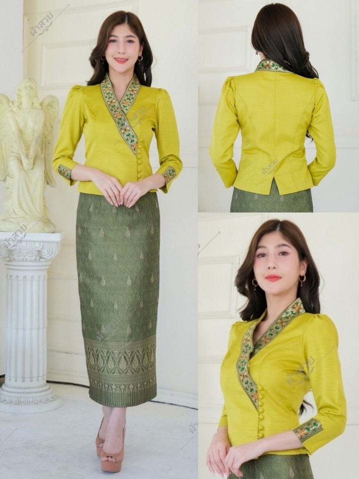 THAI/LAOS TRADITIONAL SILK BLOUSE AND SKIRT SET'S - CHEST SIZE 32" - 46 ...
