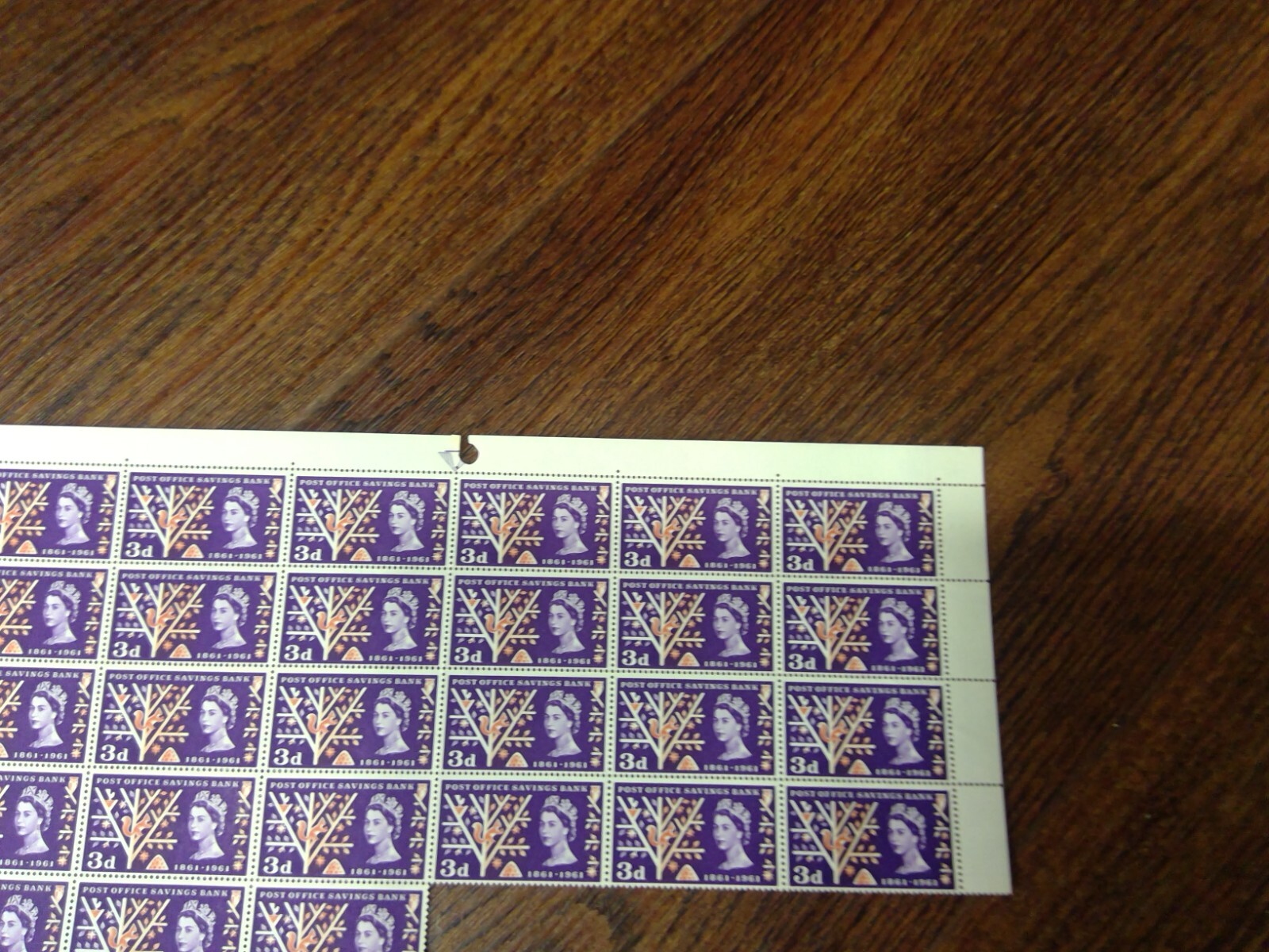 GB SG 624AEb SHEET 1961 ERROR POSB 3d MNH 16 x THROUGH PERF rare ERROR ...