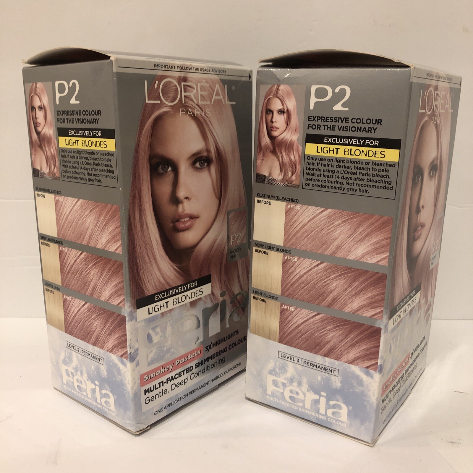 Lot Of 2 L'Oreal Paris Feria Pastels Hair Color P2 Smokey Pink Rosy ...