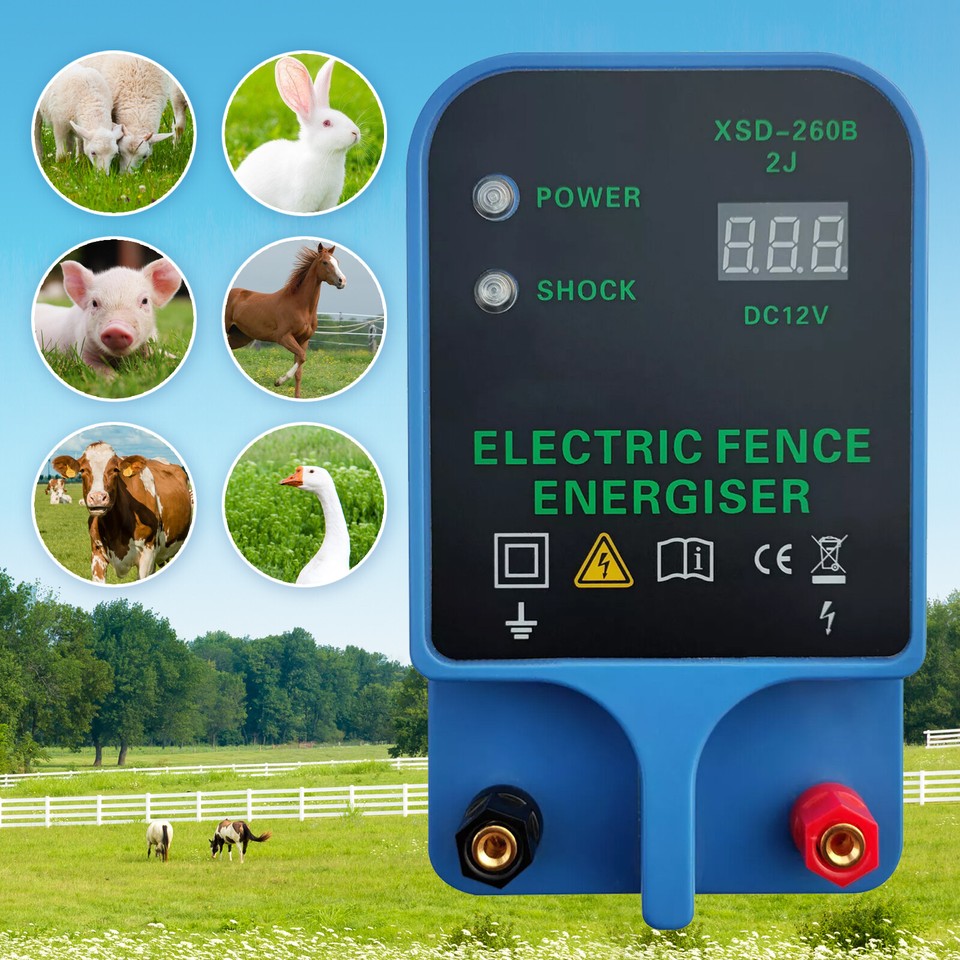 DC12V Solar Power Electric Fence Energizer Electric Fencing Controller ...