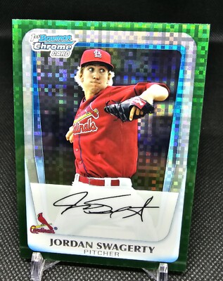 2011 Bowman Chrome Prospects Green X-Fractors #BCP183 Jordan Swagerty ...
