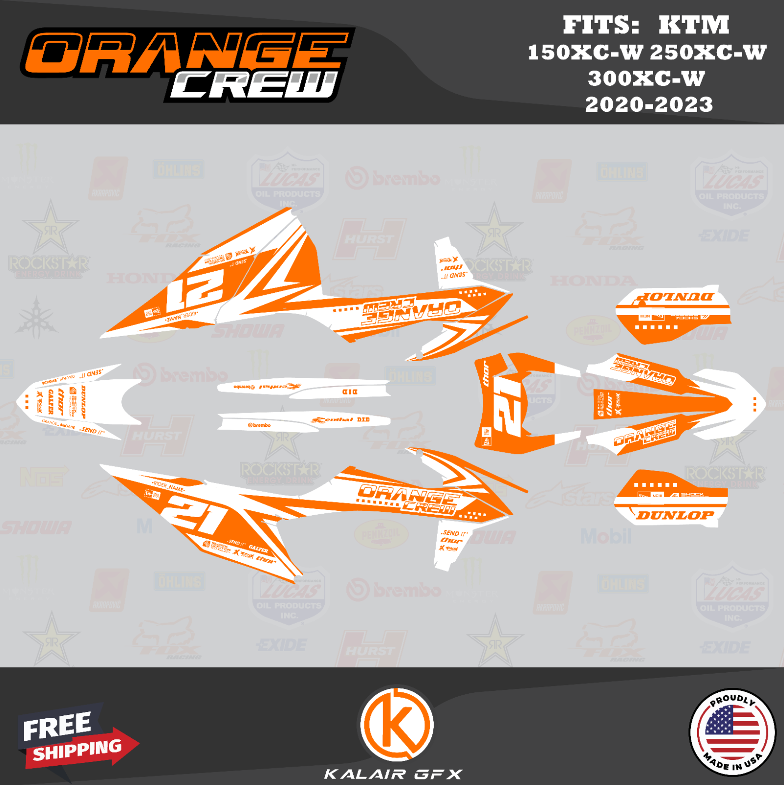 Graphics Kit for KTM 150XC-W 250XC-W 300XC-W 2020 2021 2022 2023 OG ...