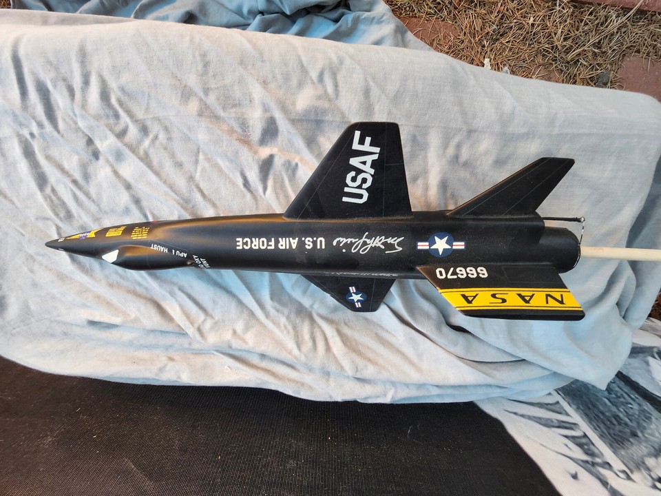 X-15 model signed by 2 X-15 pilots: Scott Crossfield and Robert White ...