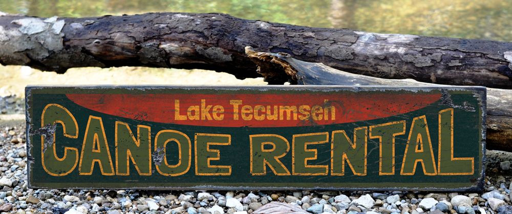 Custom Lake House Canoe Rental Sign - Rustic Hand Made Vintage Wooden ...