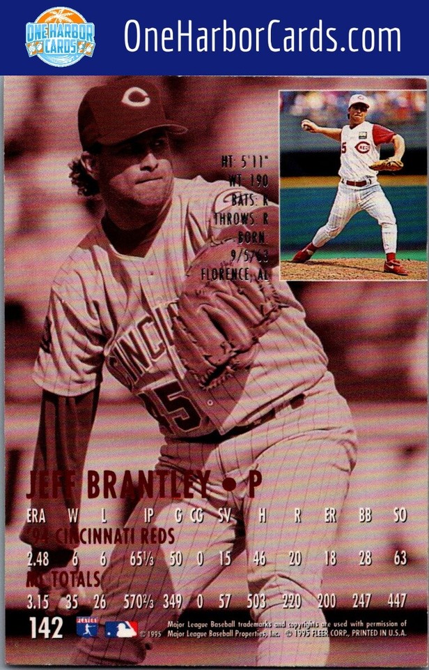 1995 Ultra Cincinnati Reds Baseball Card #142 Jeff Brantley | eBay