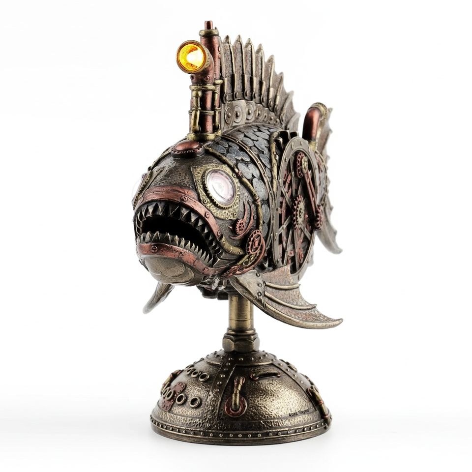 Steampunk Angler Fish Sculpture - Submarine Design with LED Periscope ...