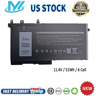 93FTF 51WH Battery For Dell Latitude 12 5280 5288 5480 5580 5590 5490 ...