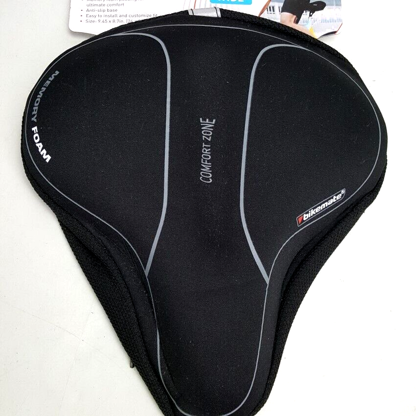 Bikemate Mountain Bike Memory Foam Seat Pad Cover 9.45x8.7" Soft Black ...