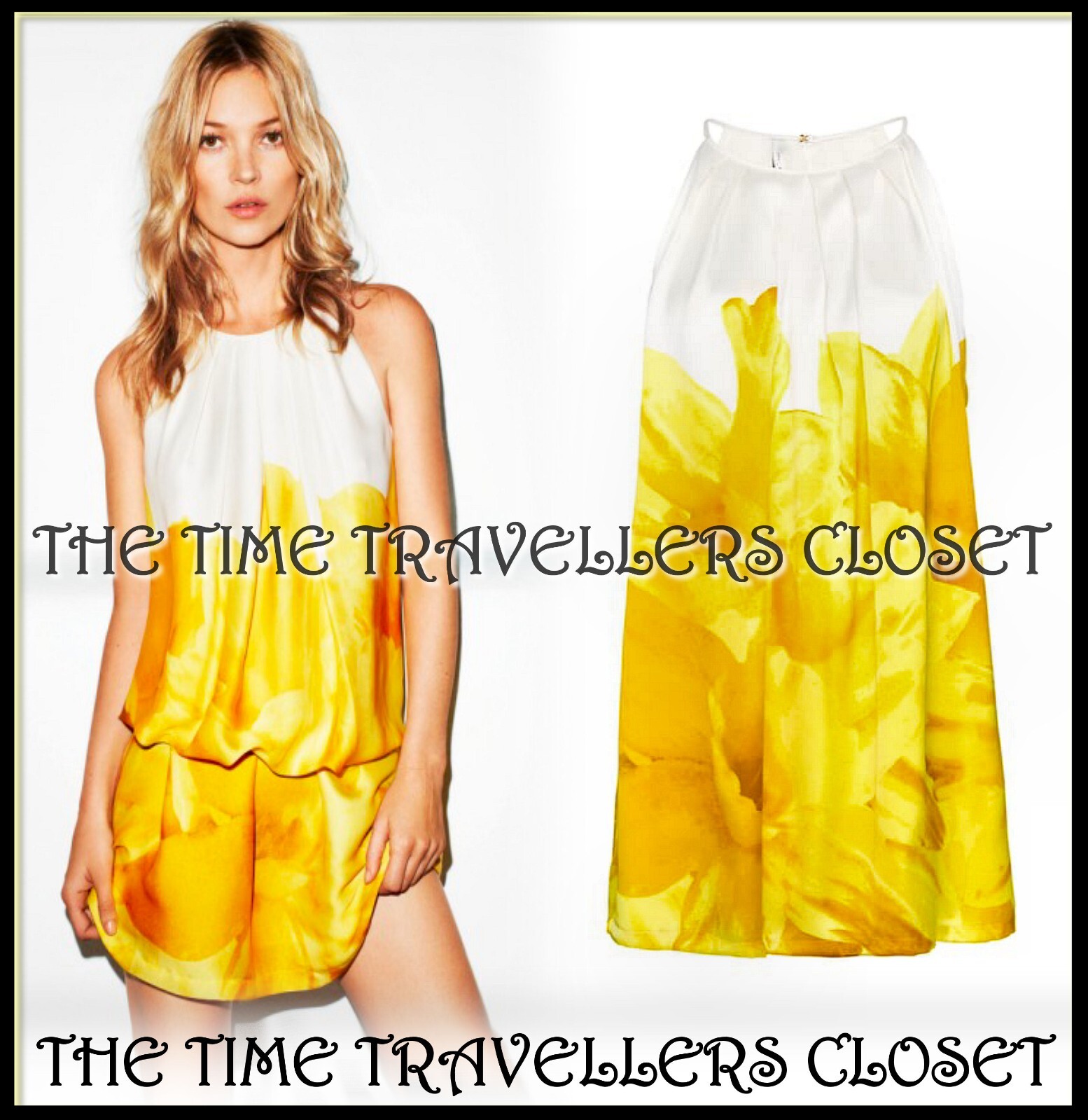 Kate Moss for Mango Suit Yellow Floral Sun Dress Midi… - Gem