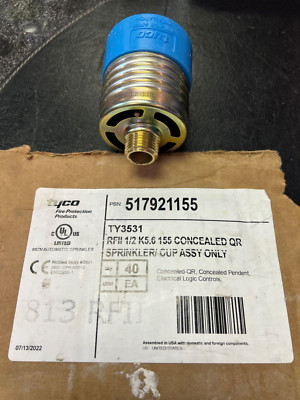 Tyco Fire Sprinkler TY3531 5.6K RFII Concealed Pendent 155 Cup- | eBay