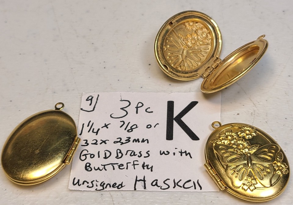 Vtg UNS Most Miriam Haskell Lockets Book Oval Dual Round Heart pendant ...