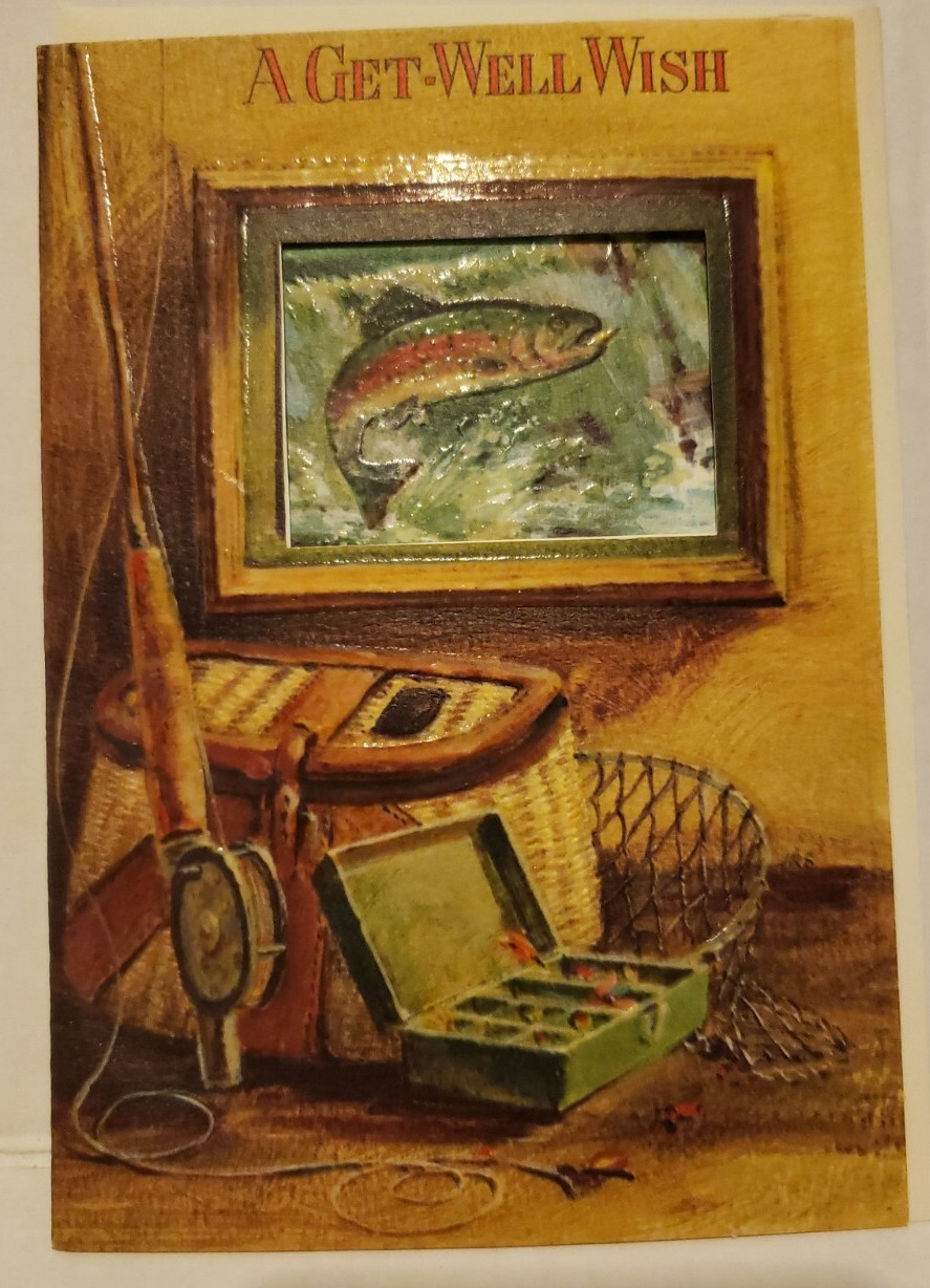 VINTAGE HALLMARK GET WELL CARD 1950s Fishing Trout | eBay