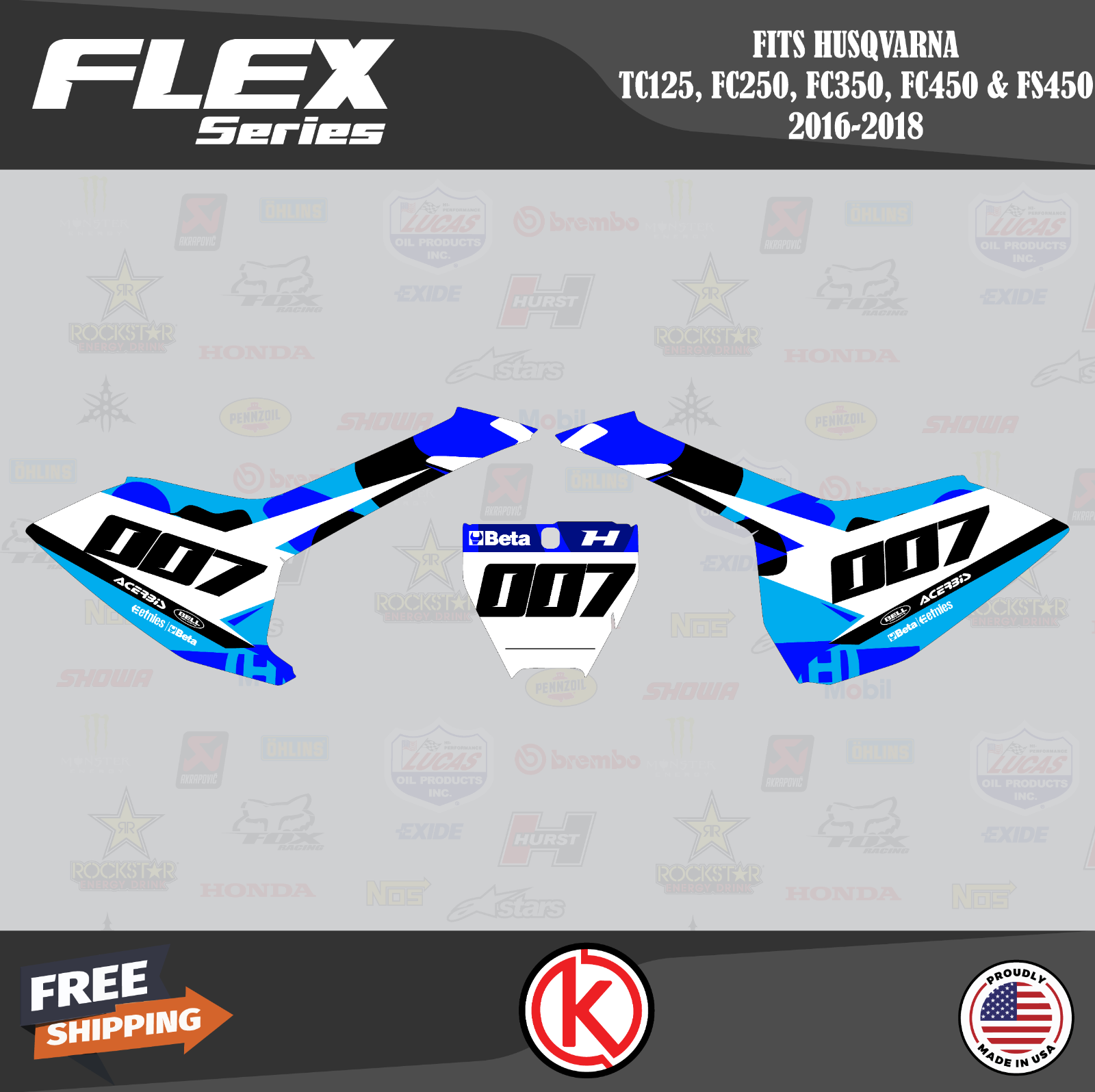 Graphics Kit for Husqvarna TC125 FC250 FC350 FC450 2016 2017 2018 Flex ...