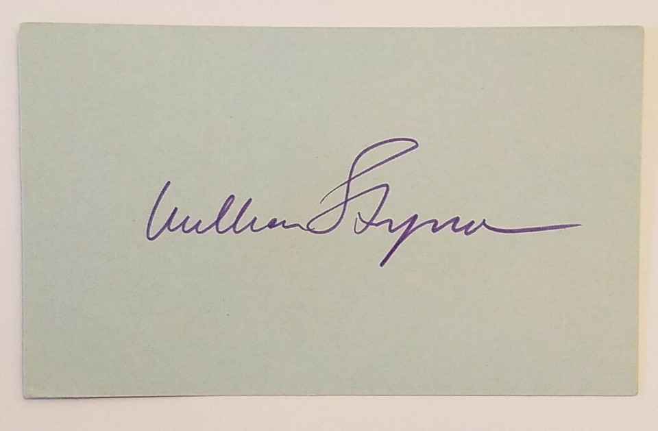 WILLIAM STYRON - Pulitzer Prize Author, GENUINE HAND SIGNED 3X5 INDEX ...