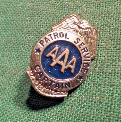 AAA Patrol Service Captain Lapel Pin Mini Badge Vintage Silver-Tone ...