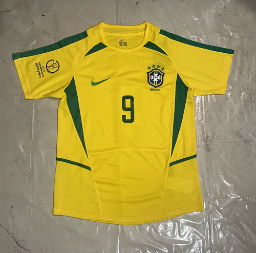 Brazil 2002 Ronaldo #9 R9 Yellow Home Retro Soccer Jersey Mens Size XL ...