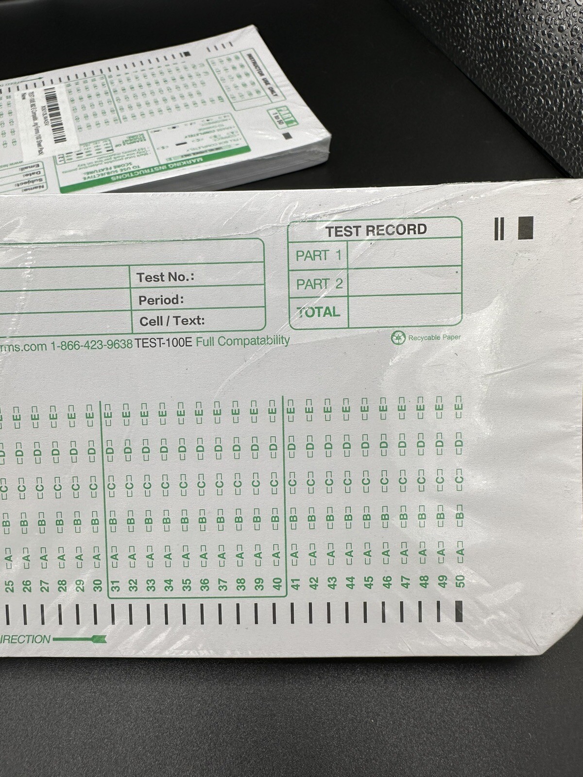 TEST-100E Scantron 882E Compatible Testing Forms Two Packs Of 100 | eBay
