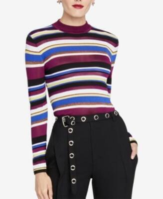 Rachel Roy Sweater Royal Cutout Stripes Multicolor Sz M NEW NWT | eBay